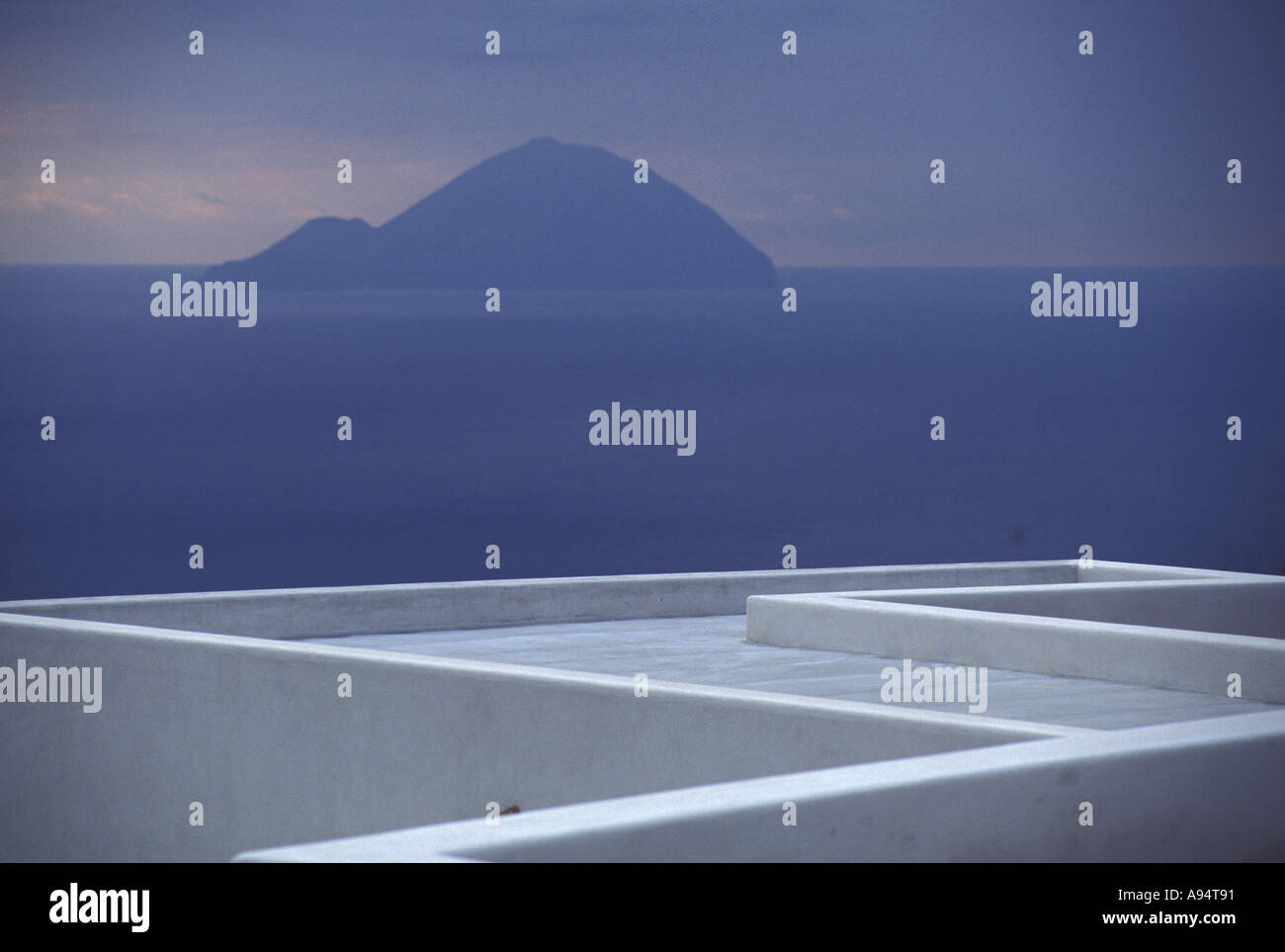 View of Filicudi island from Lipari island Aeolian islands Sicily Italy ...