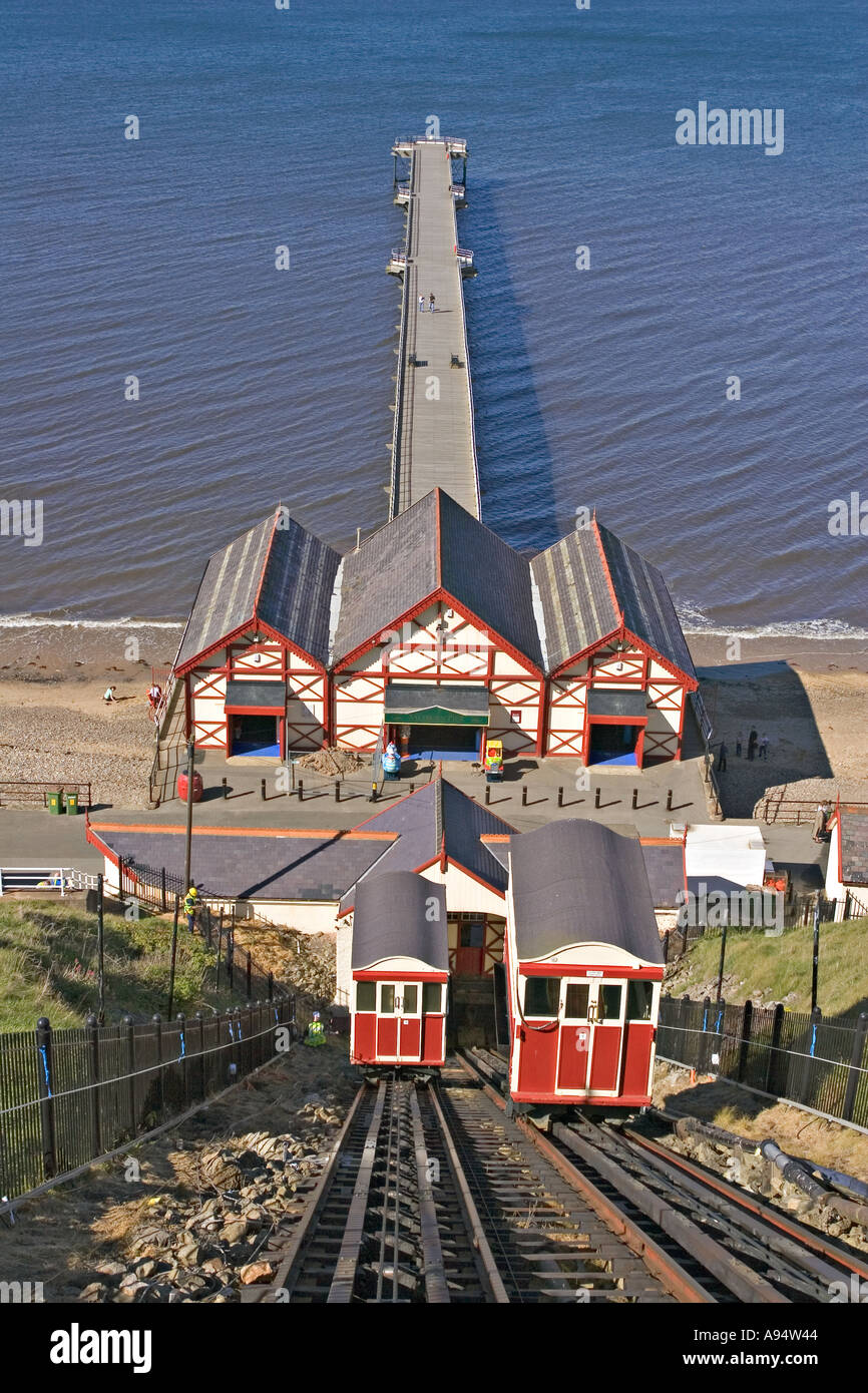 Saltburn Pier and Cliff Lift from above UK Stock Photo - Alamy