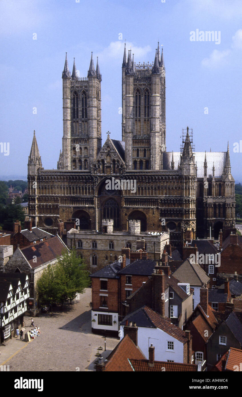 West front of Lincoln Cathedral from the castle wall Stock Photo - Alamy