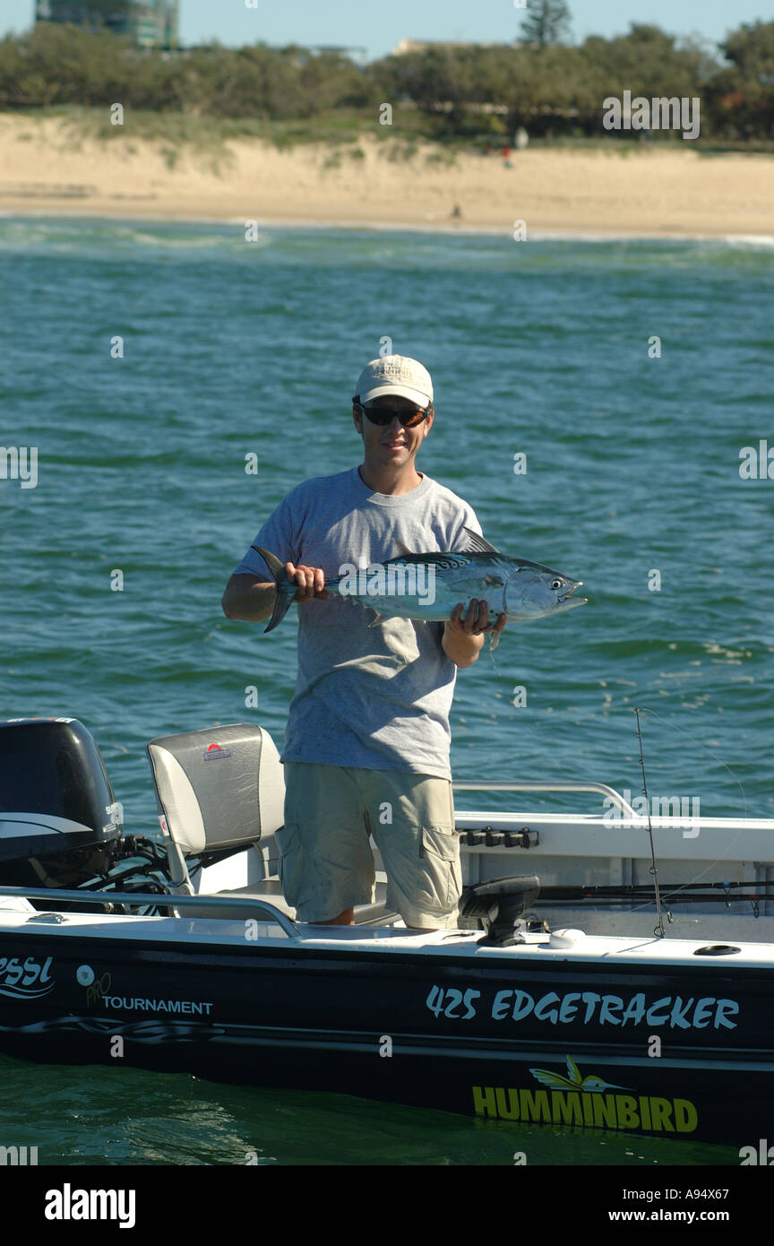 happy fisherman Mac mack Mackrel tuna Maroochydore Queensland Australia ...