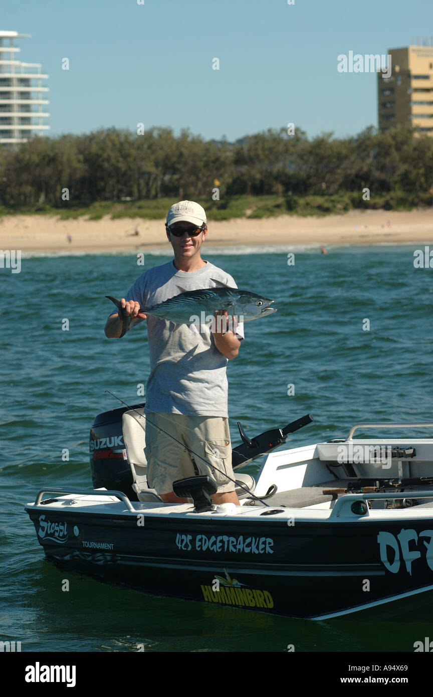 happy fisherman Mac mack Mackrel tuna Maroochydore Queensland Australia ...
