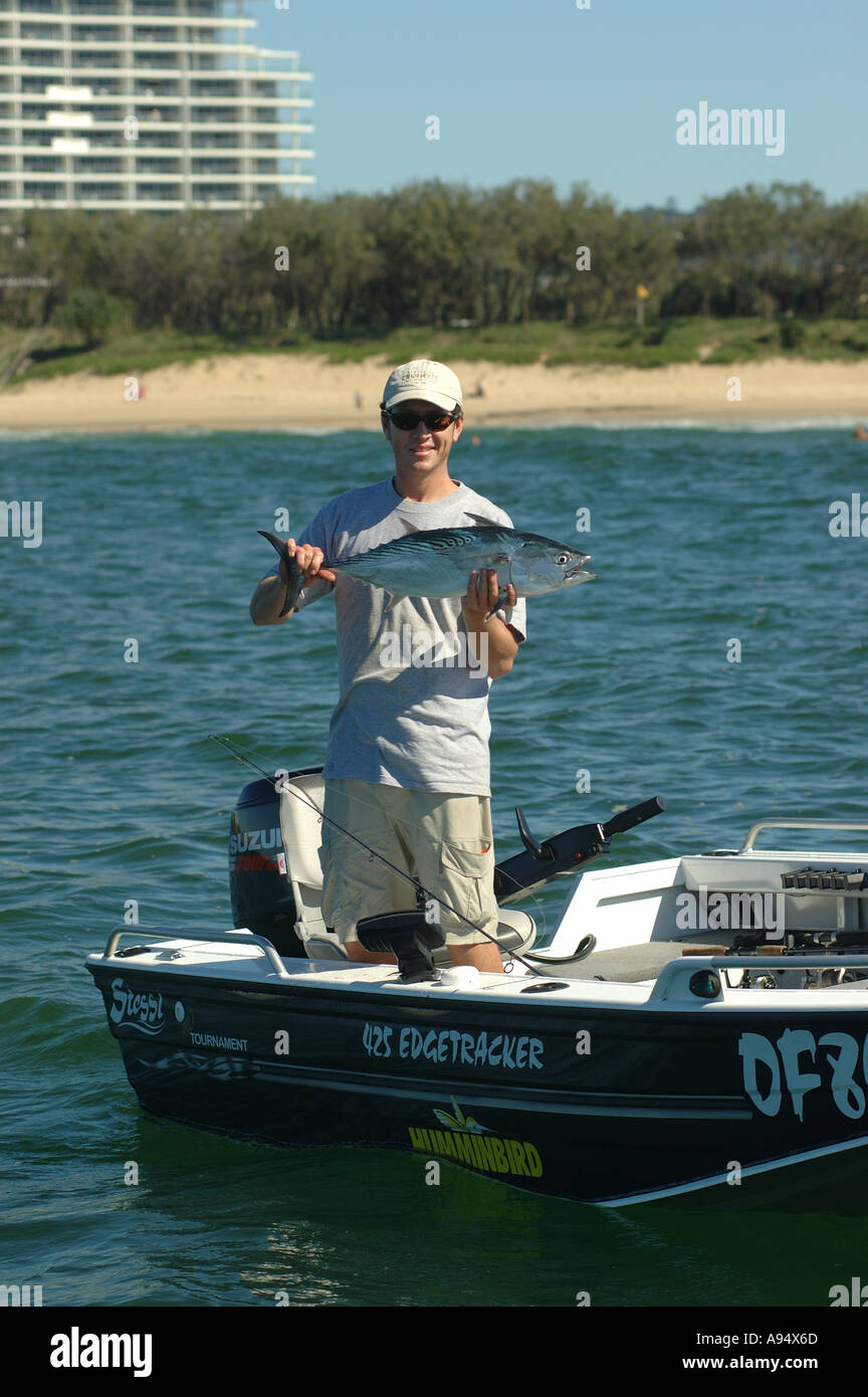 happy fisherman Mac mack Mackrel tuna Maroochydore Queensland Australia ...