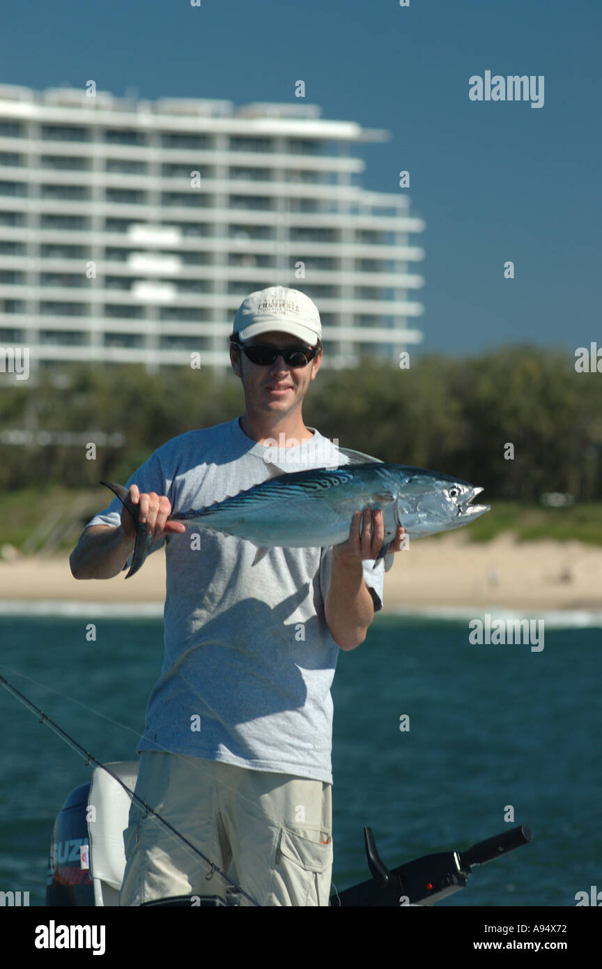 happy fisherman Mac mack Mackrel tuna Maroochydore Queensland Australia ...