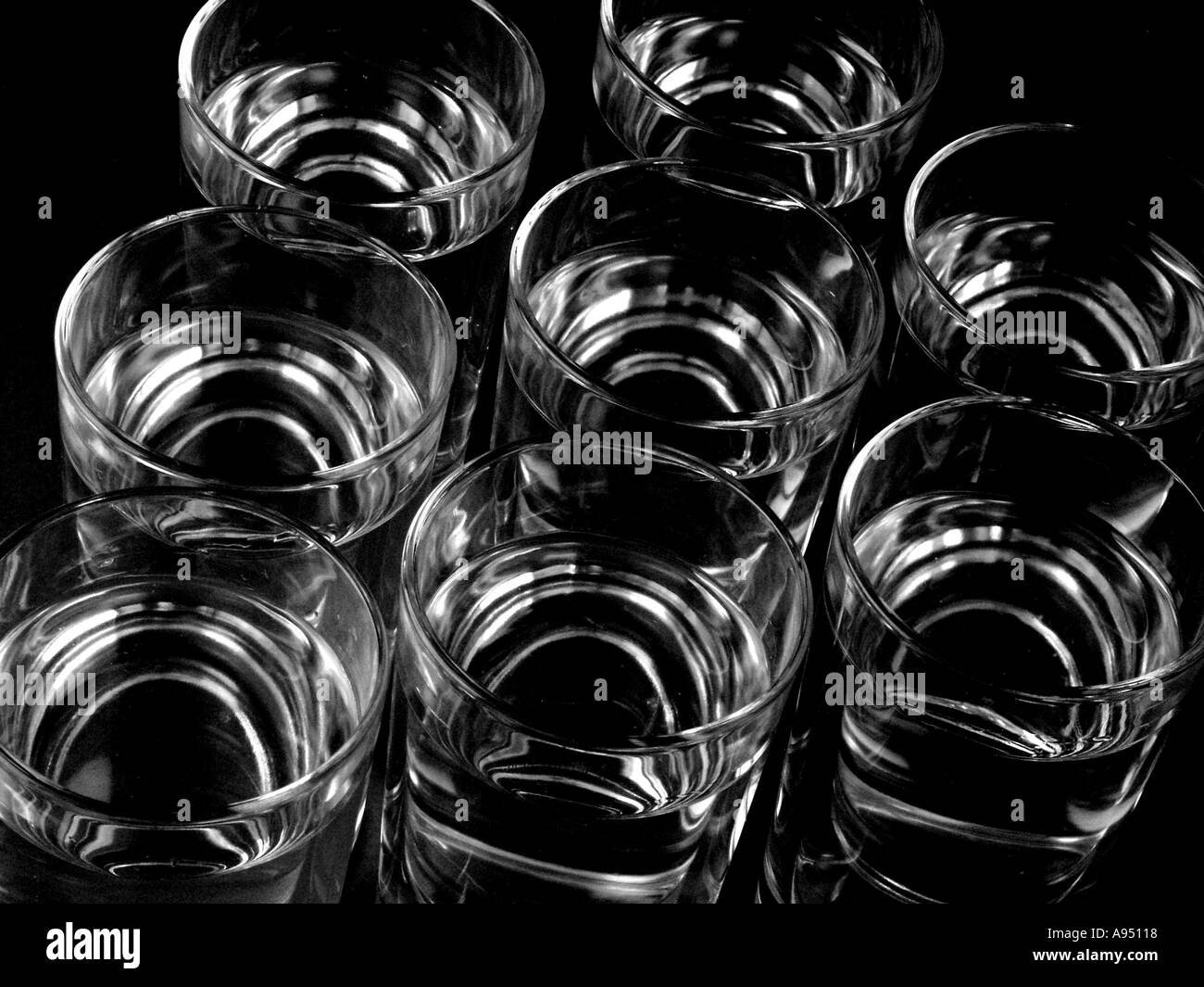 Eight glasses of water Stock Photo - Alamy