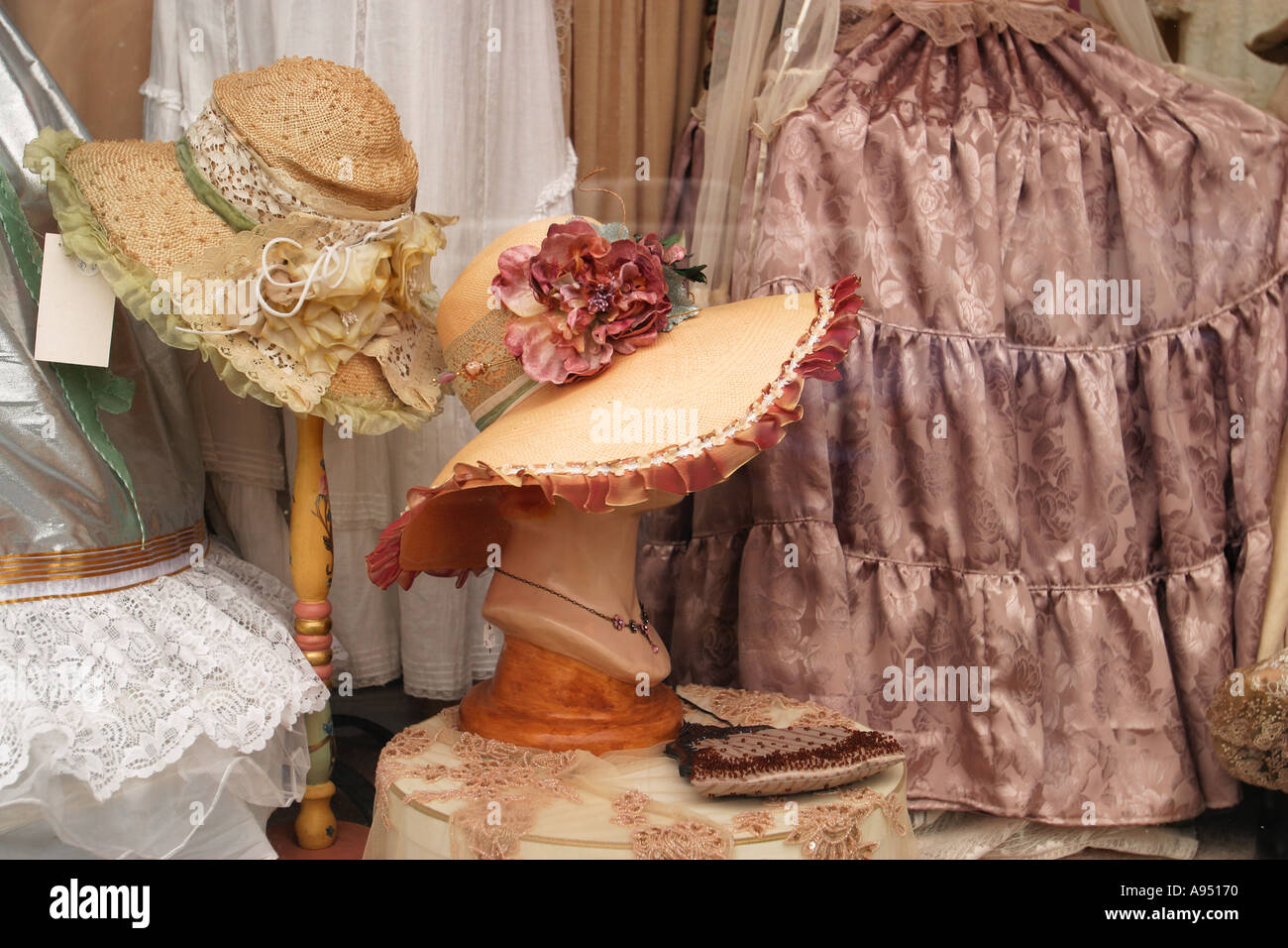 WASHINGTON Port Townsend Victorian hats and dresses in store window ...