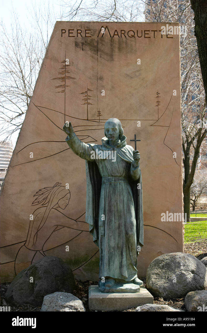 WISCONSIN Milwaukee Statue of Pere Marquette early French explorer in ...