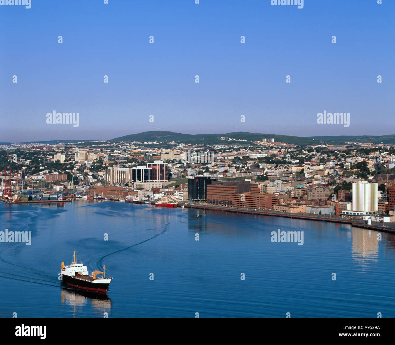 St John's Newfoundland harbour with freighter Stock Photo - Alamy