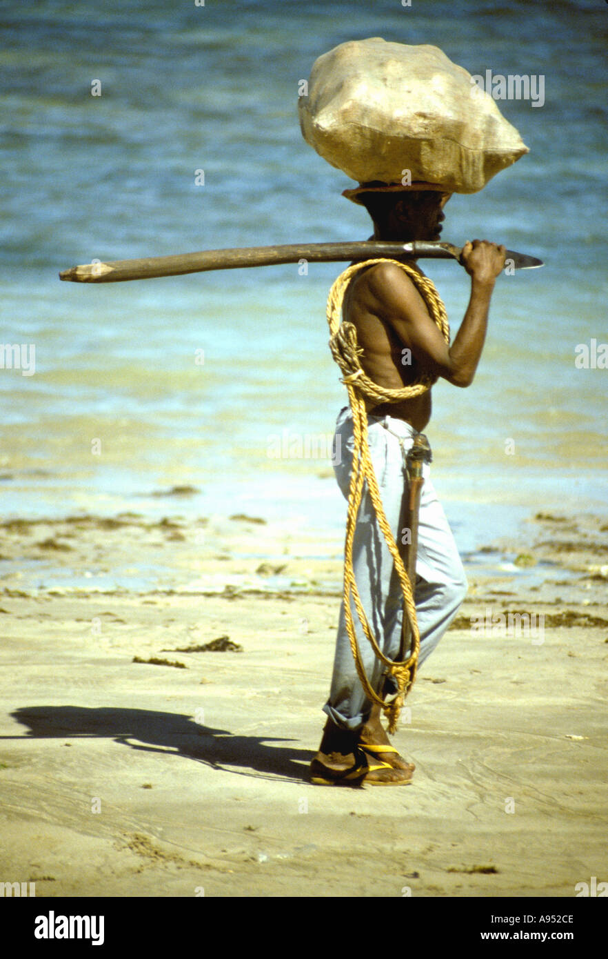 Worker on the beach Stock Photo - Alamy