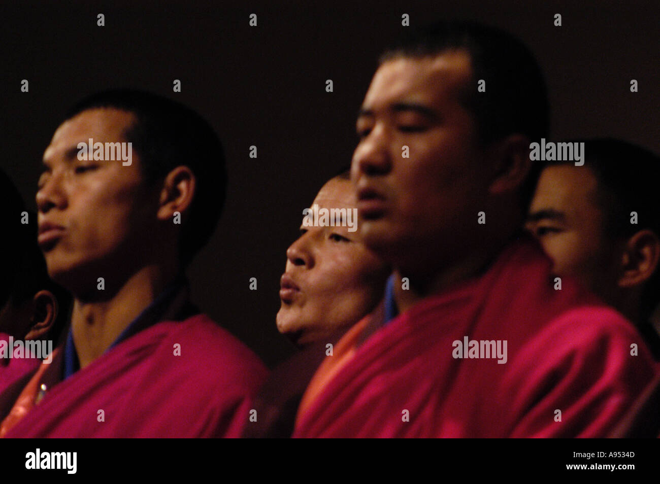 Tibetan monks performing sacred music Stock Photo - Alamy