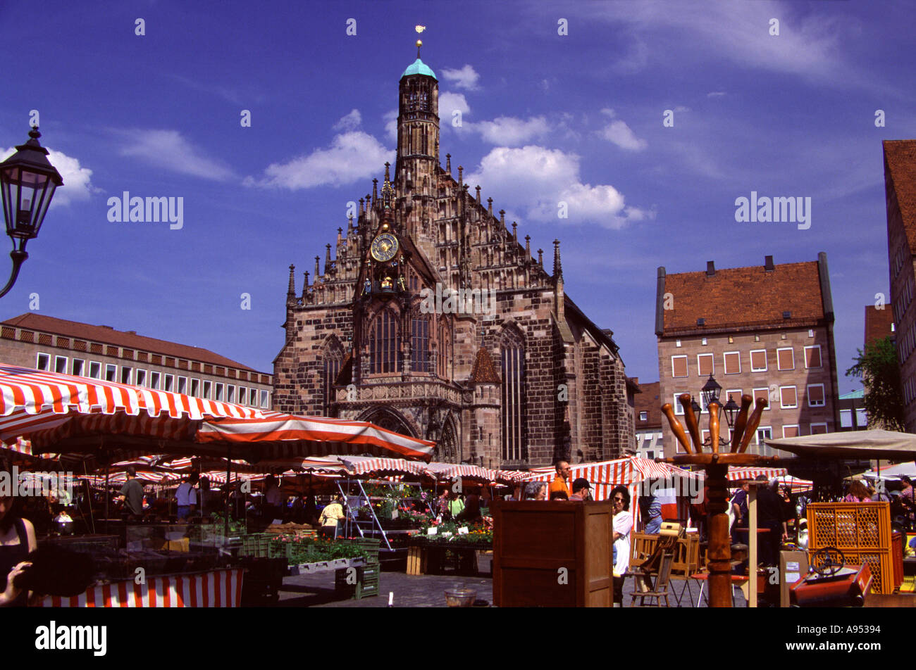 History town with old church and market Stock Photo - Alamy