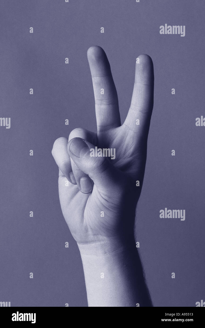 Two Fingers V Sign High Resolution Stock Photography and Images - Alamy