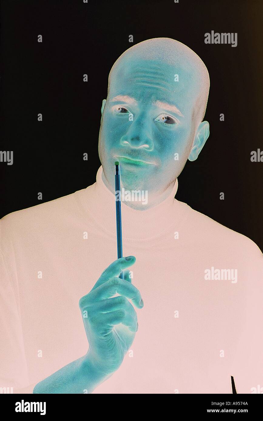 Photograph of man with pencil Stock Photo - Alamy