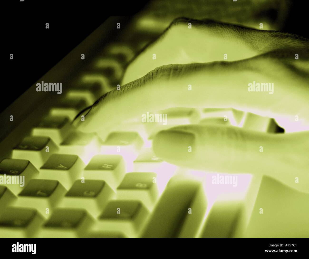 Photograph of hand on computer keyboard Stock Photo - Alamy