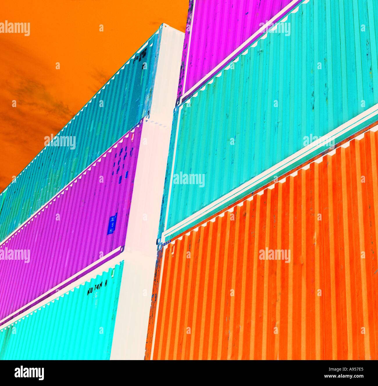 Photograph of stack of shipping containers Stock Photo - Alamy