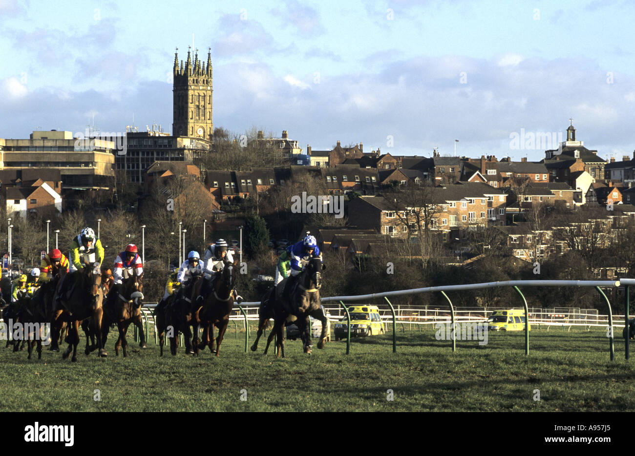 Horse racing at Warwick Races, Warwickshire, England, UK Stock Photo ...