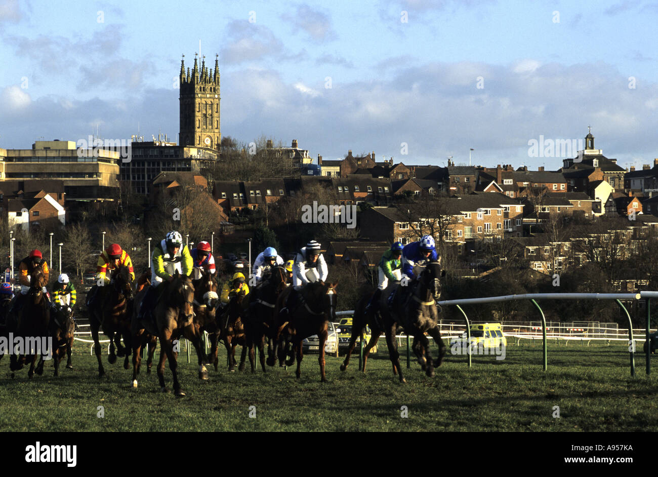 Horse racing at Warwick Races, Warwickshire, England, UK Stock Photo ...