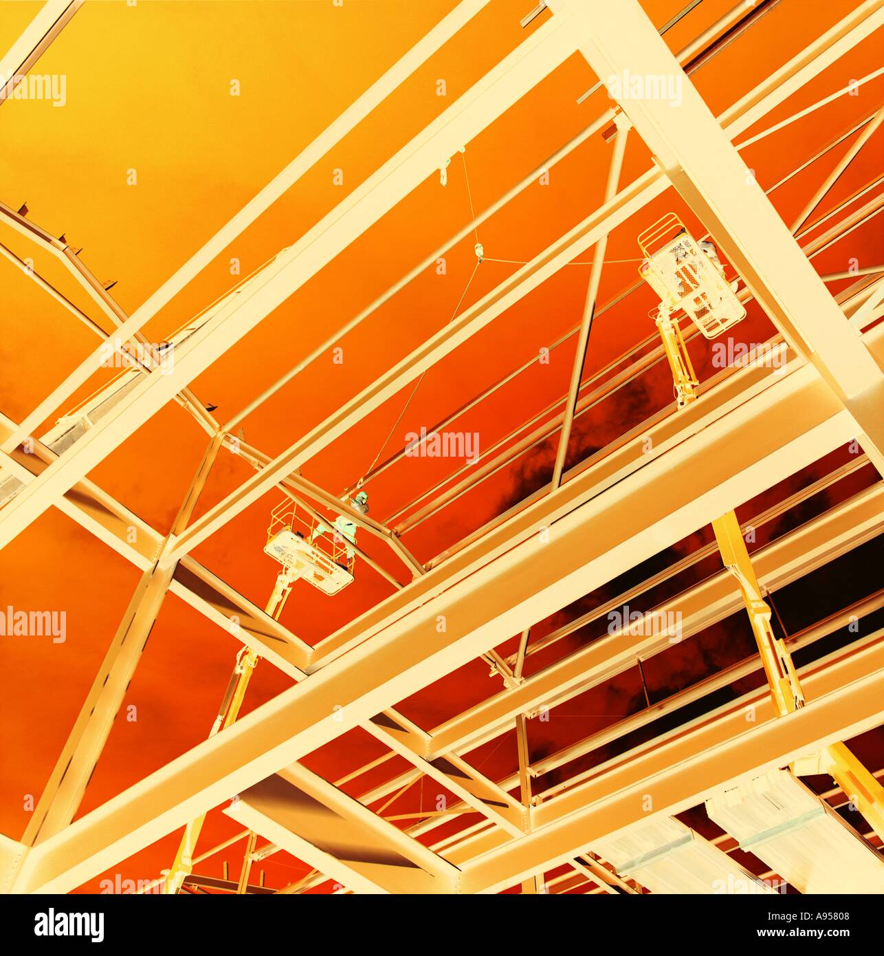 Photograph of steel structure on construction site Stock Photo - Alamy