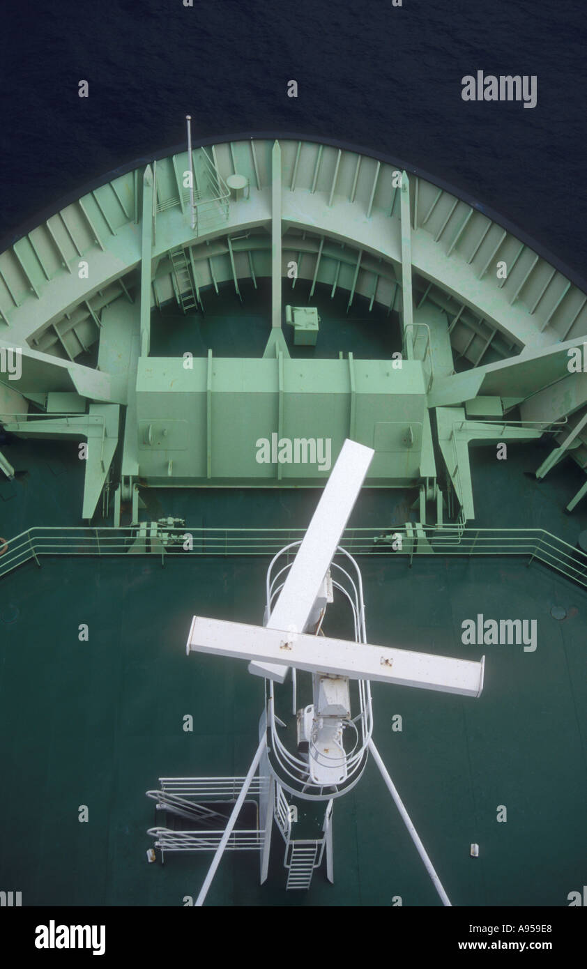 The foredeck and a radar mast on the P O cruise ferry Pride of Bilbao ...