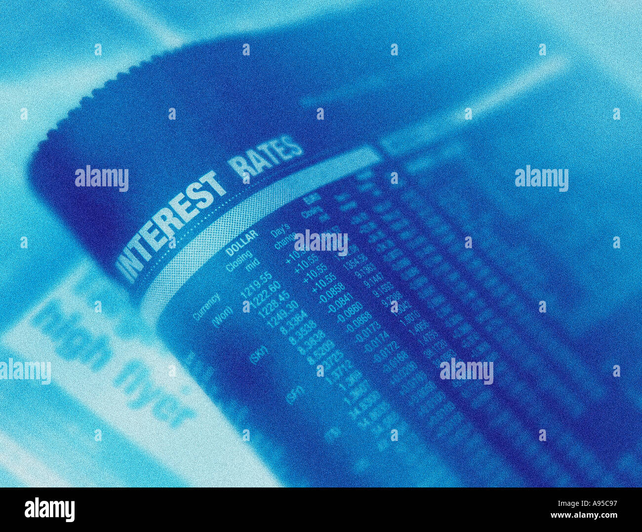 NEWSPAPER PAGE SHOWING FINANCIAL CURRENCY EXCHANGE RATES Stock Photo ...