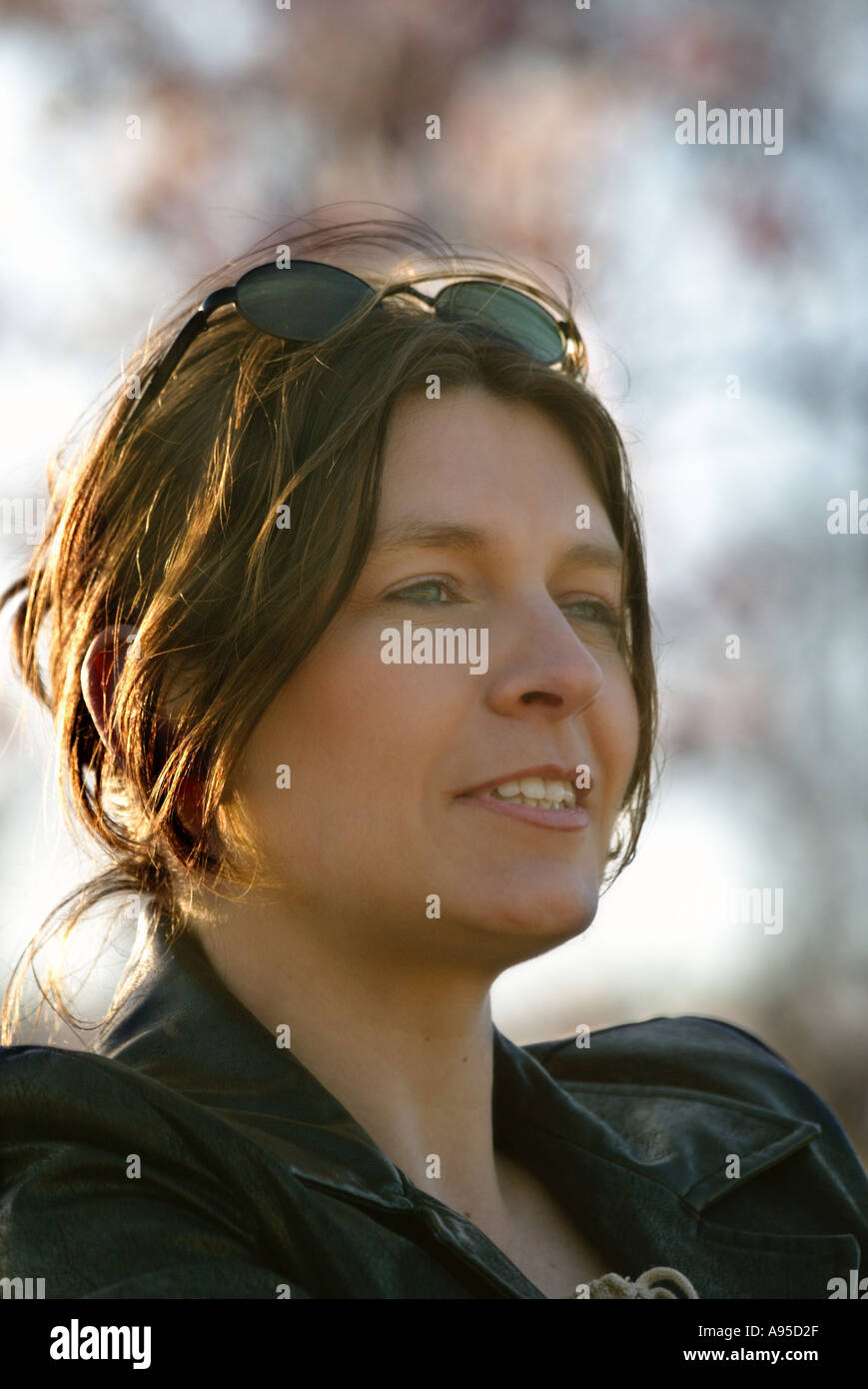 portrait of a french woman outdoors Stock Photo - Alamy