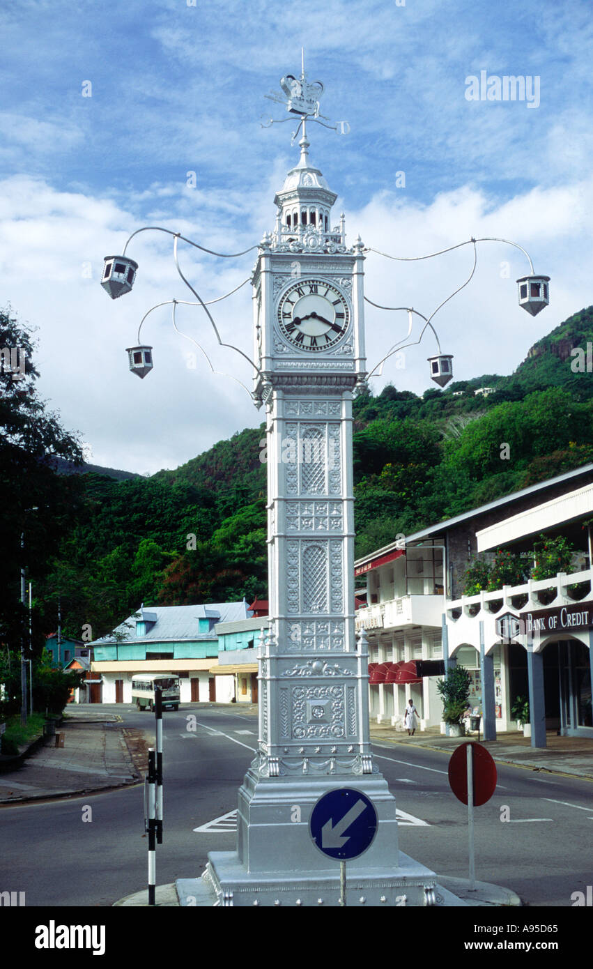 Clock tower Victoria Mahe Seychelles Stock Photo - Alamy