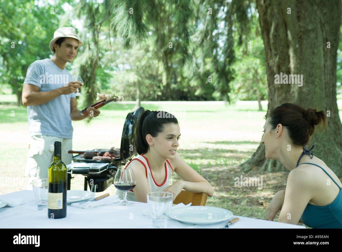 Family having cookout Stock Photo - Alamy