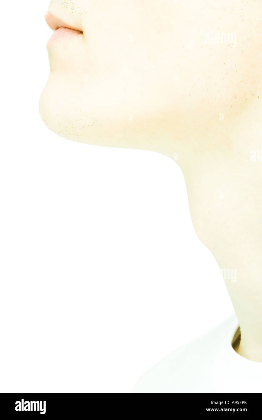 Young man's lower face and neck, extreme close-up Stock Photo - Alamy