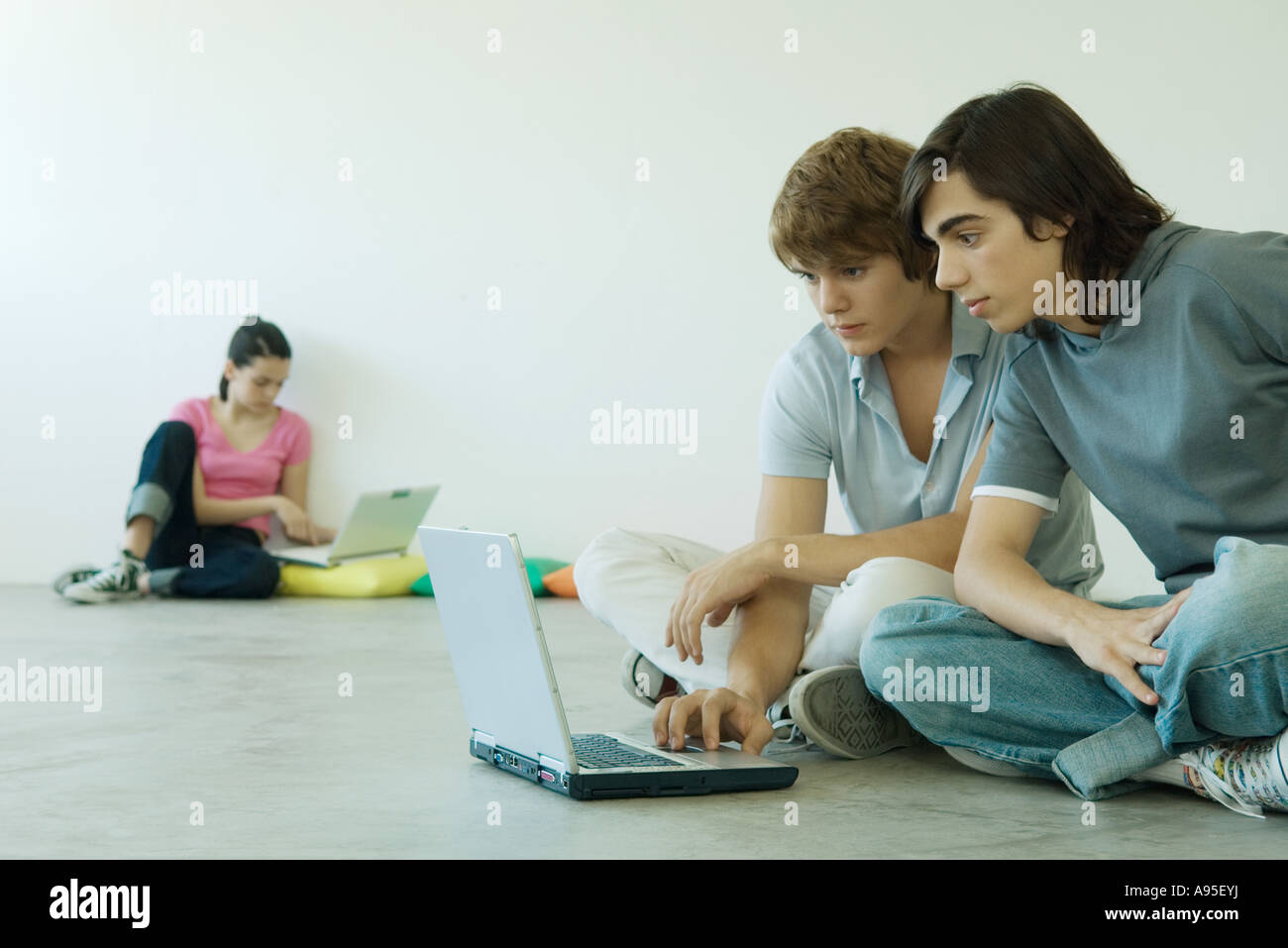 Teenagers using laptops Stock Photo - Alamy