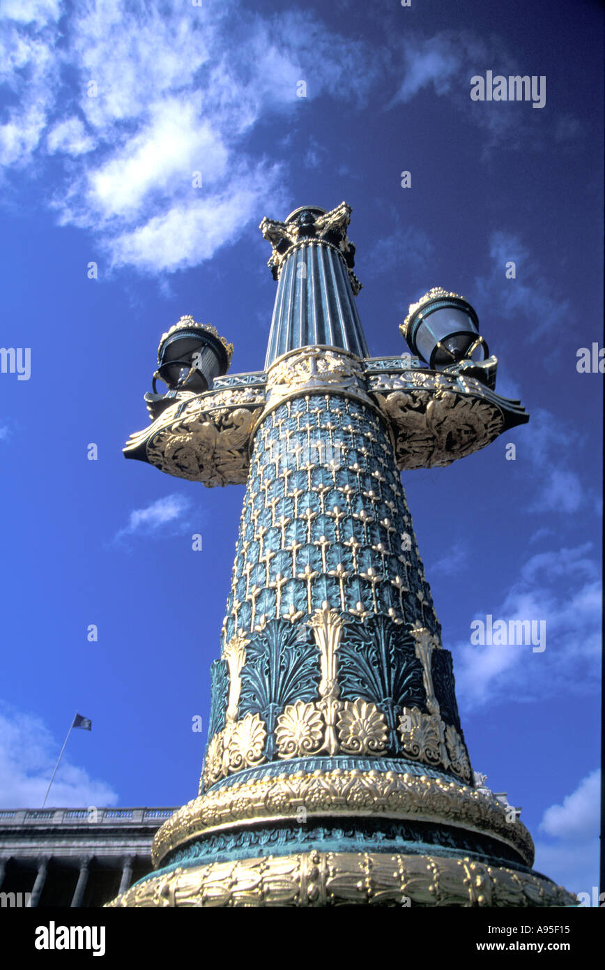 Ornate lamp post place de la concorde paris france Stock Photo - Alamy
