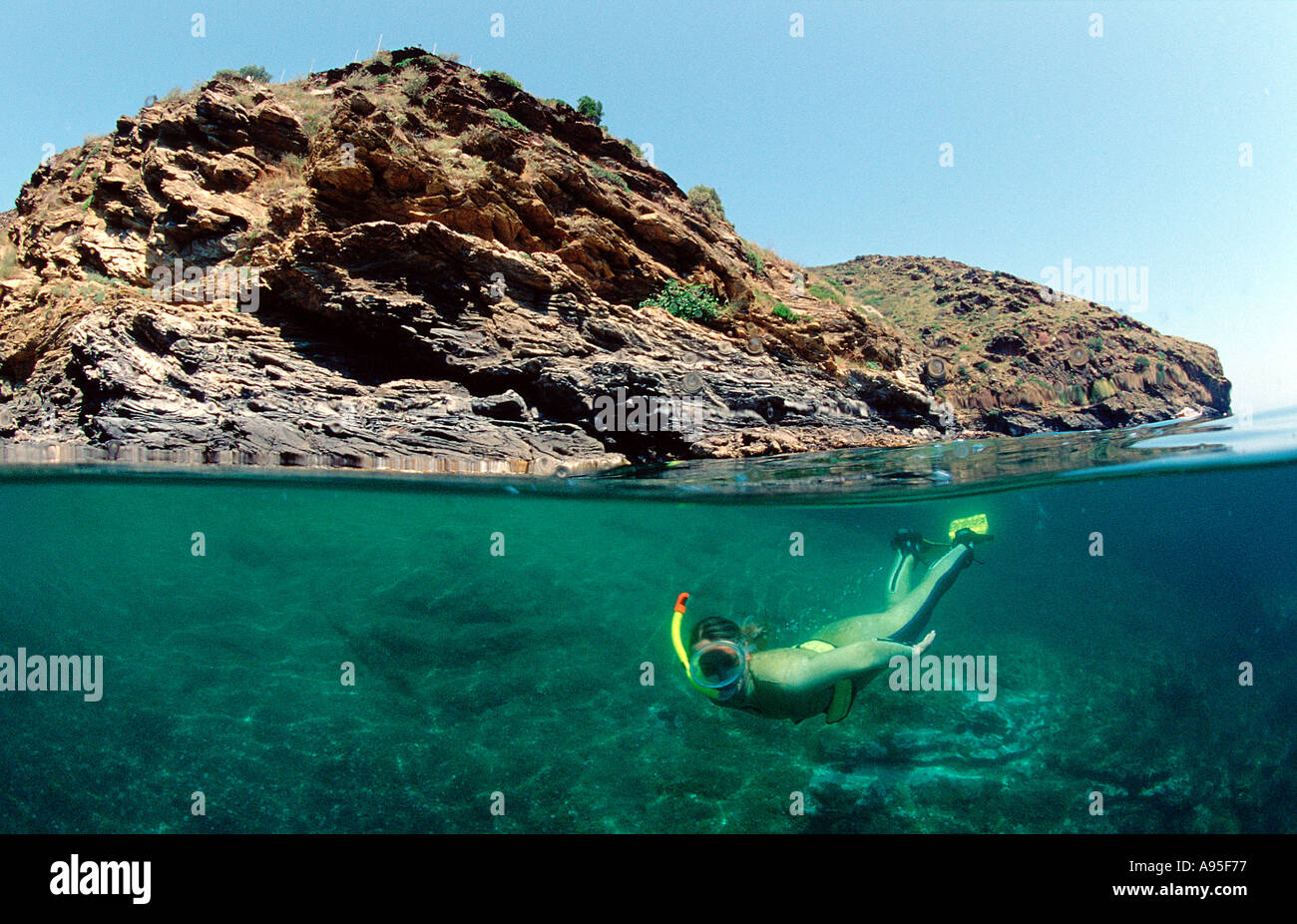 Skin diving Skin diver in Spain Costa Brava Stock Photo - Alamy