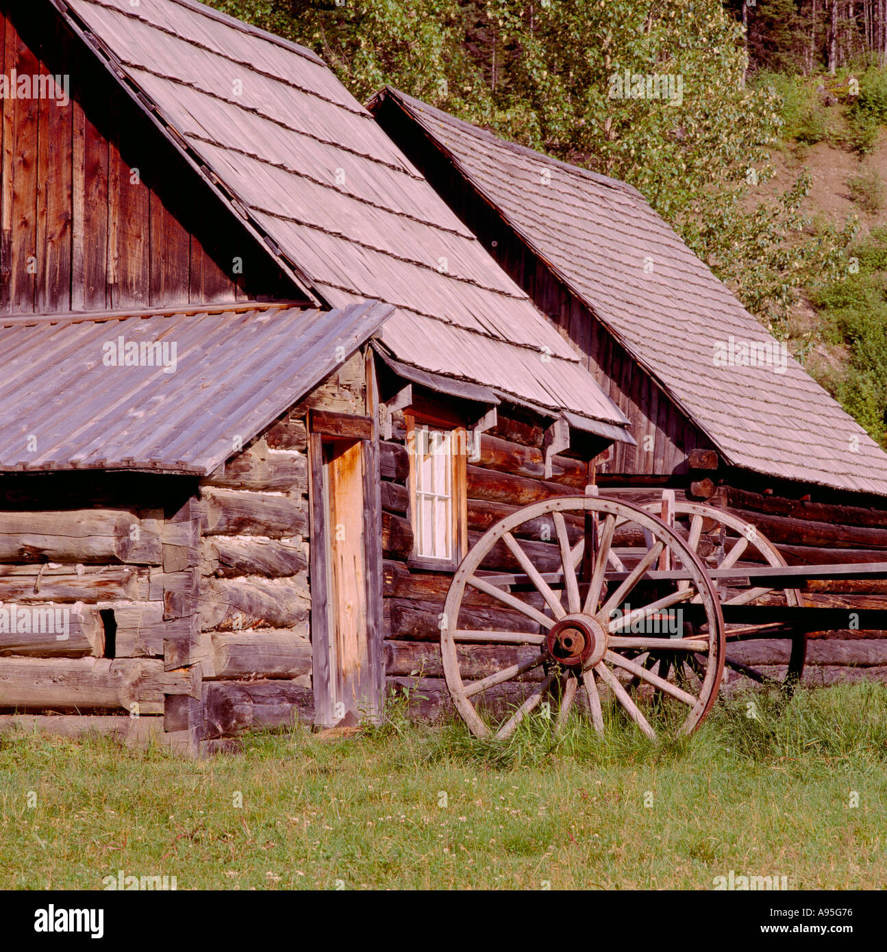 Old Log House in the Restored Historic Gold Rush Town of Barkerville in ...