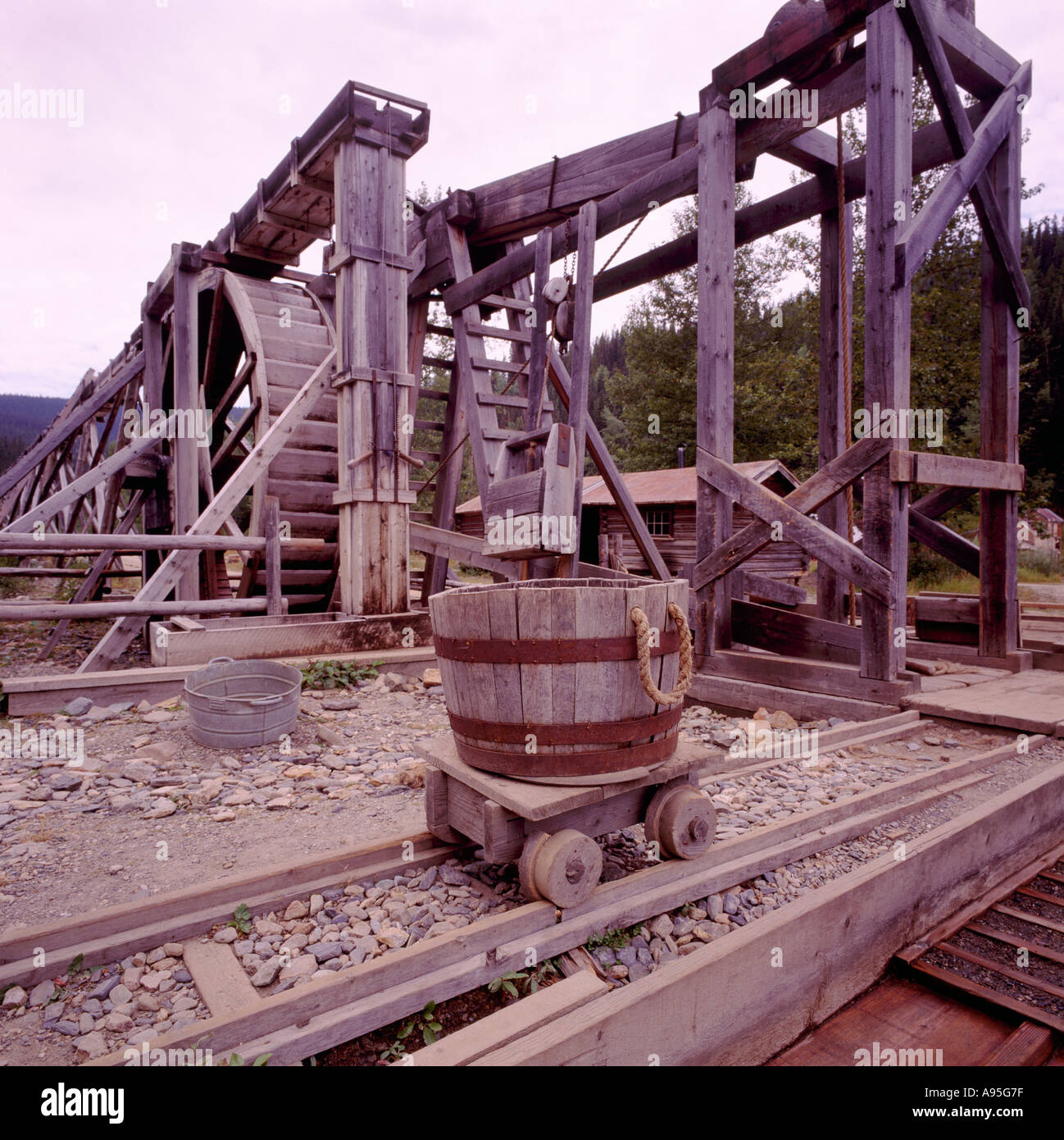 Waterwheel Setup for mining Gold in Restored Historic Gold Rush Town of ...