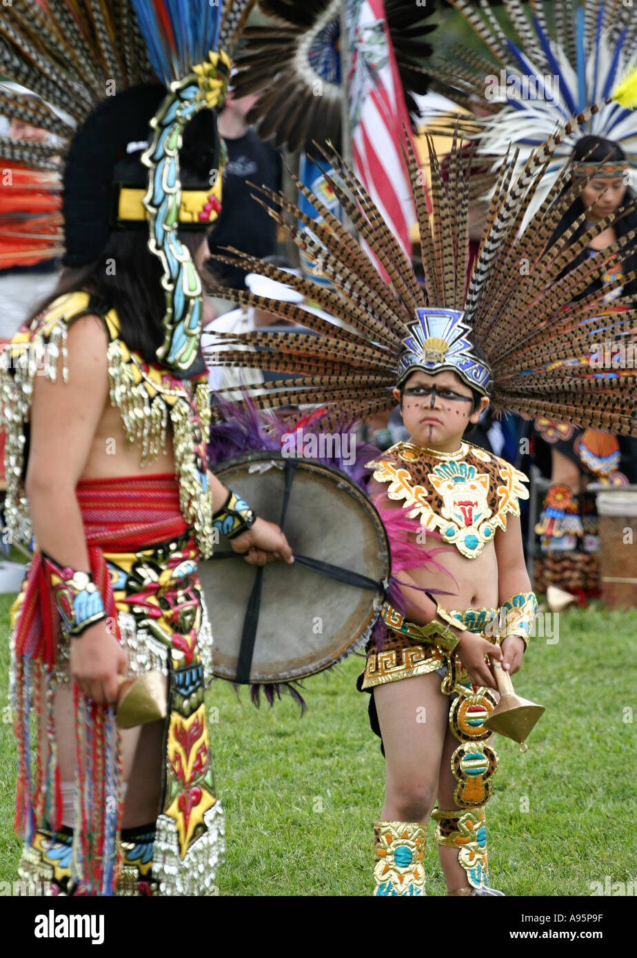 Tlacopan Aztec Indian Ritual Dancers at Topsfield Massachusetts Pow Wow ...