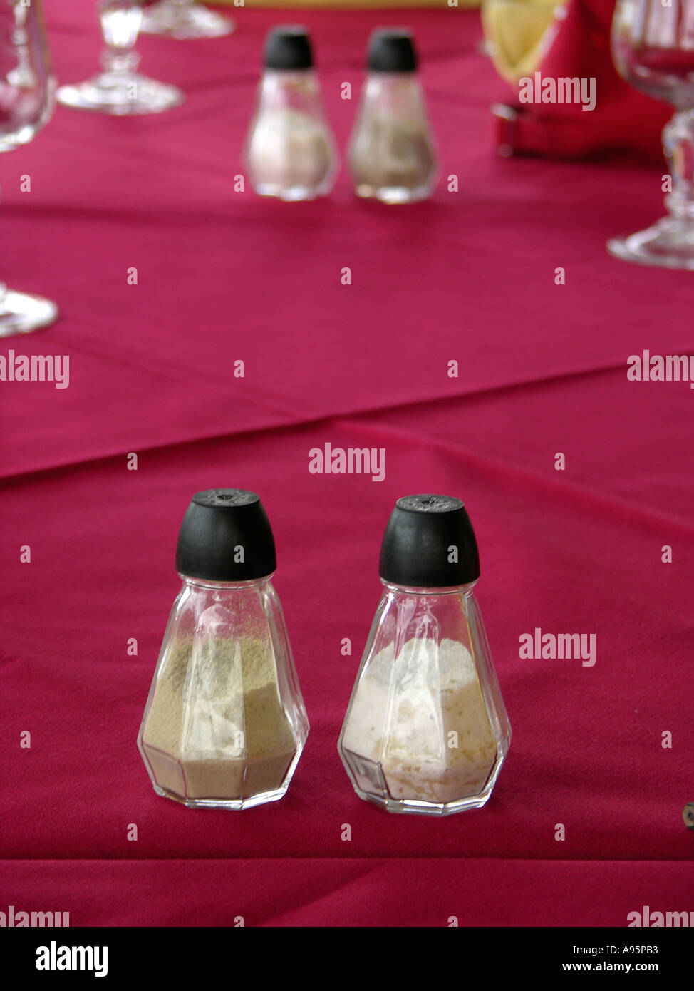 Two Sets of Salt and Pepper Bottles Stock Photo - Alamy