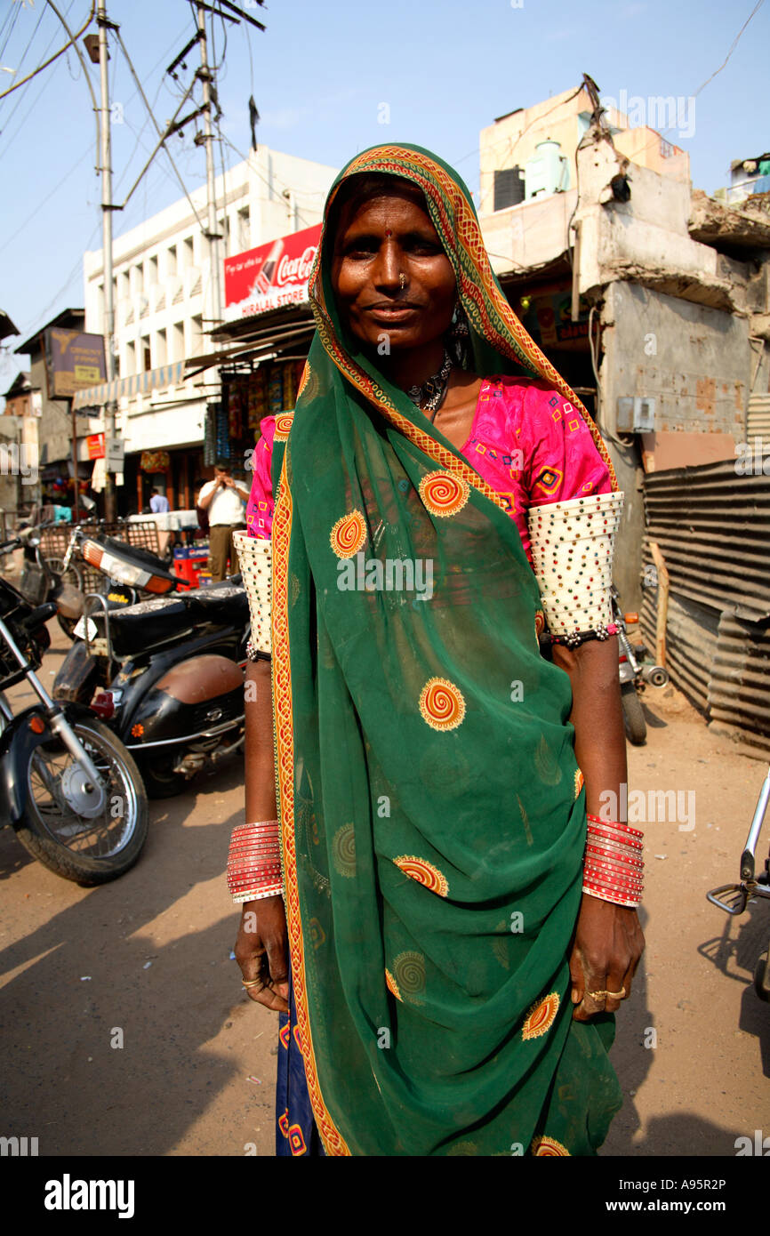 Female Indian Labourer with upper arm full of bangles posing at ...