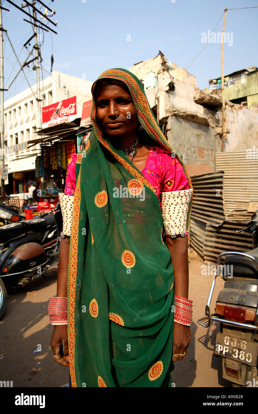 Female Indian Labourer posing at roadside, Vadodara, Gujarat, India ...