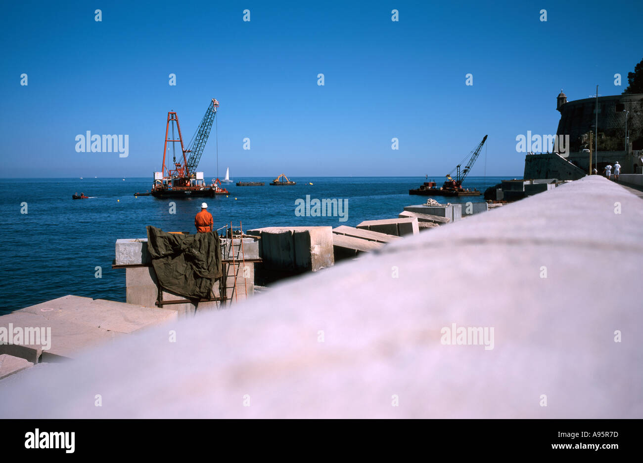 Building site of Monaco s harbour new dyke may 2000 Stock Photo - Alamy