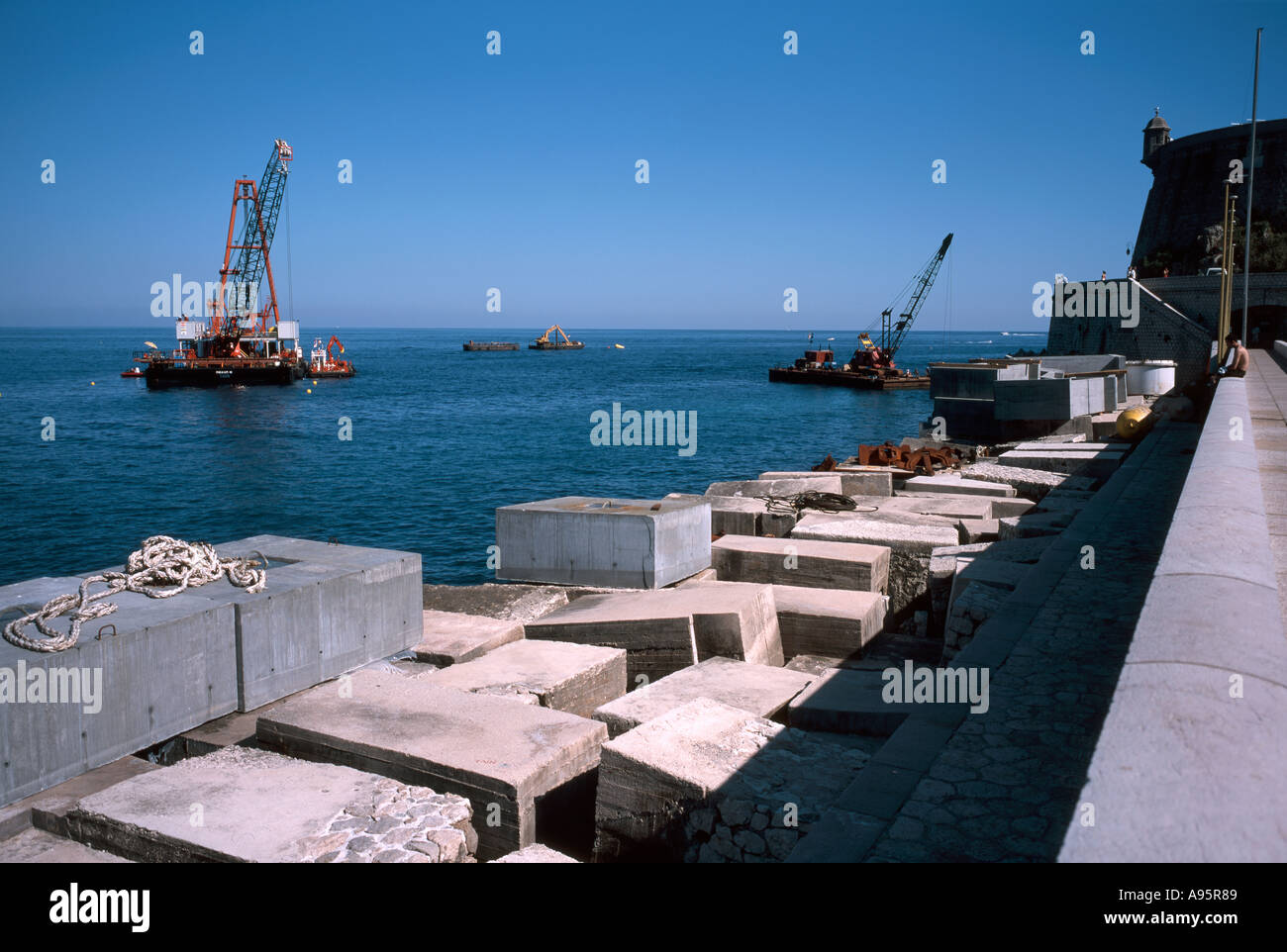 Building site of Monaco s harbour new dyke may 2000 Stock Photo - Alamy