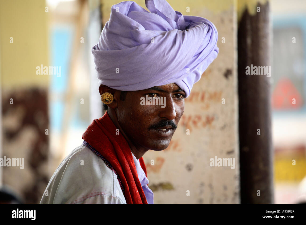 Rabari Tribe Indian male from Kutch district poses at bus-stand, Bhuj ...