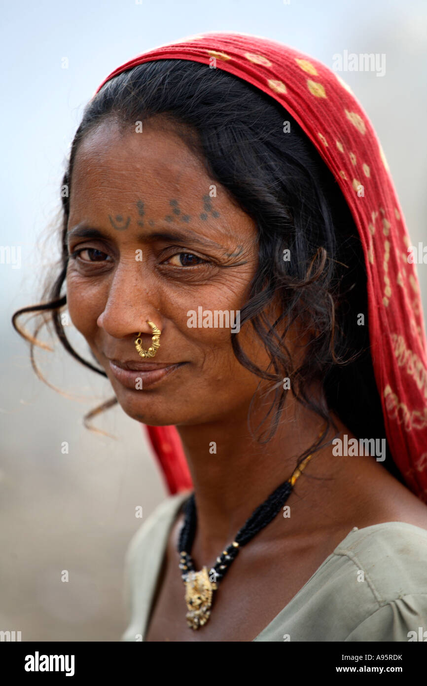Tribal Indian woman from Kutch district at bus-stand, Bhuj, Gujarat ...