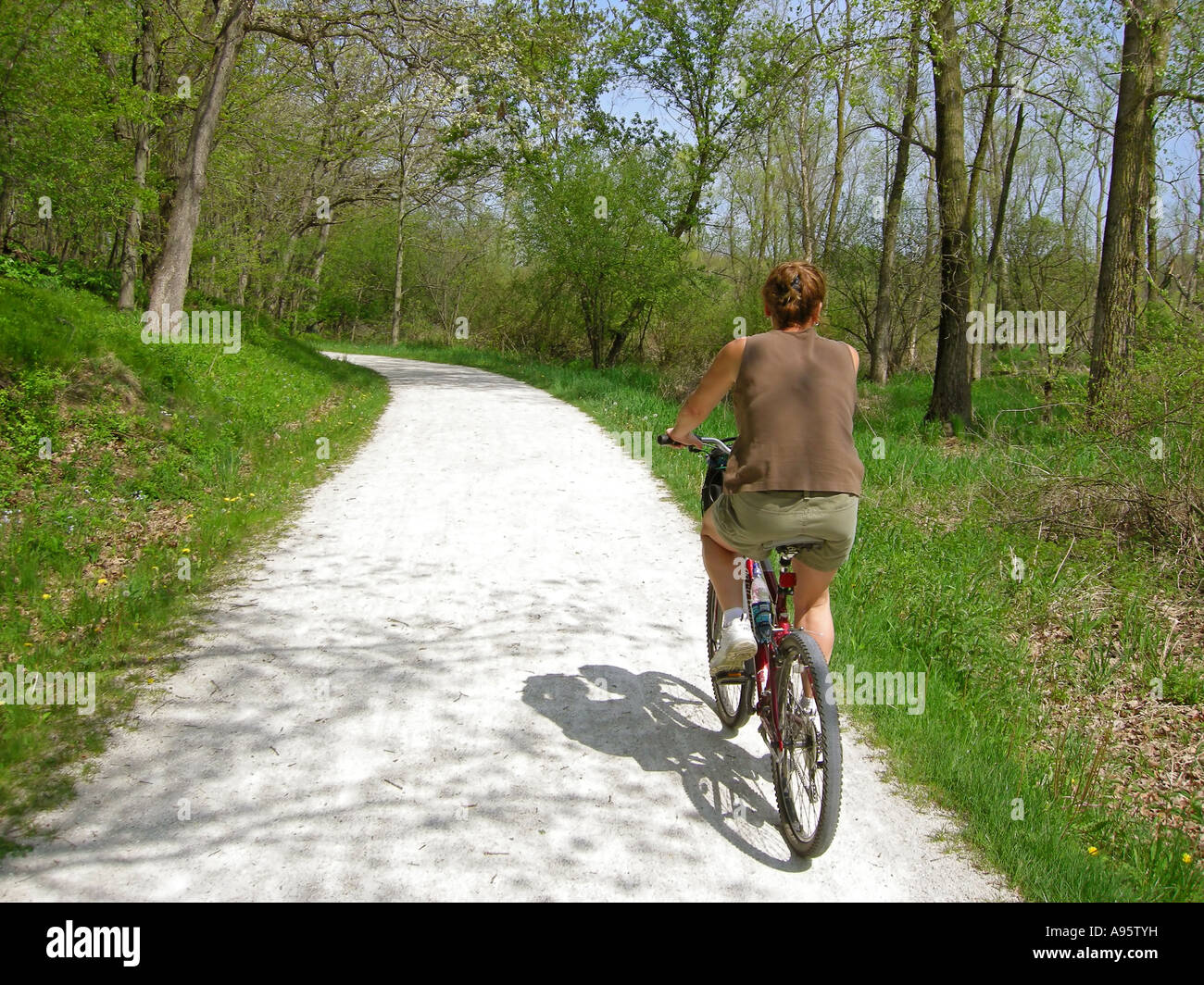 Bicycle Rider on Trail Stock Photo - Alamy