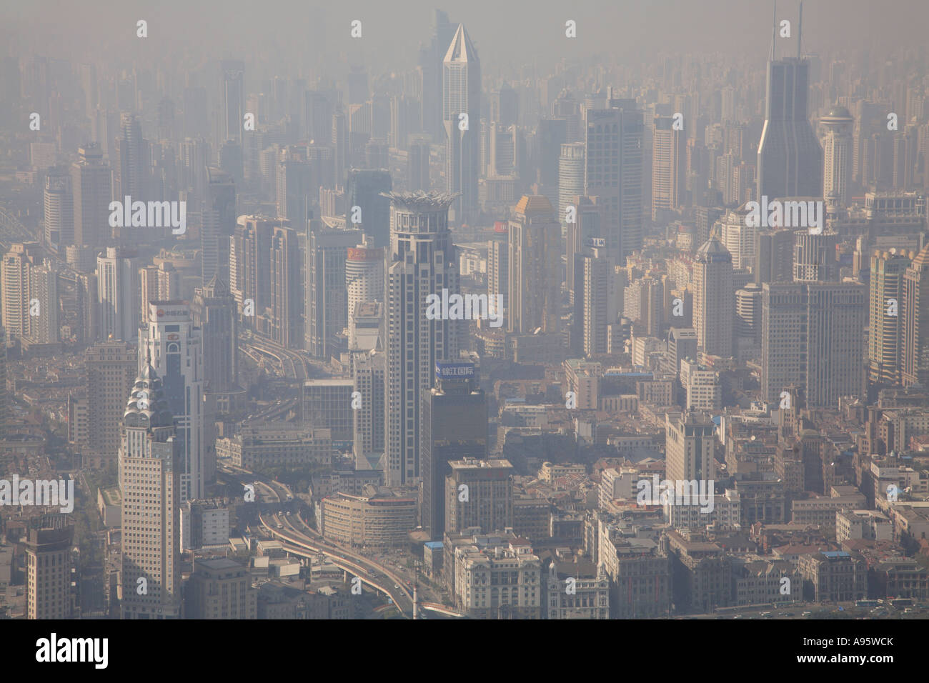 Polluted city skyline Shanghai China Stock Photo - Alamy