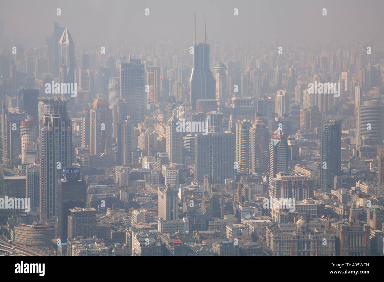 Polluted city skyline Shanghai China Stock Photo - Alamy
