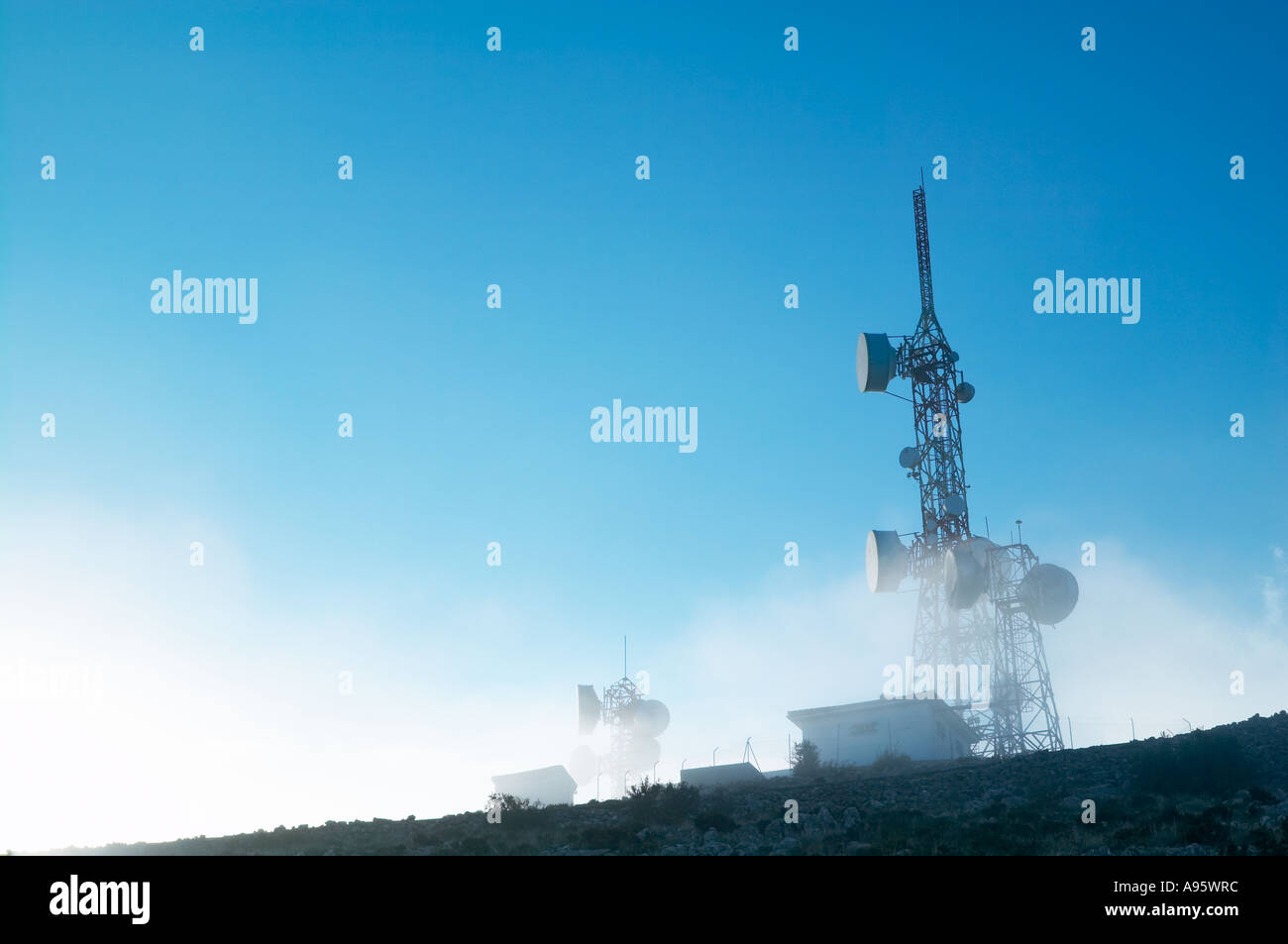 Telephone and television repeater towers Stock Photo - Alamy