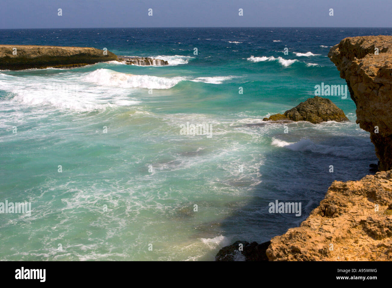 Beautiful cliffs leading to the ocean in Arikok National Park and ...
