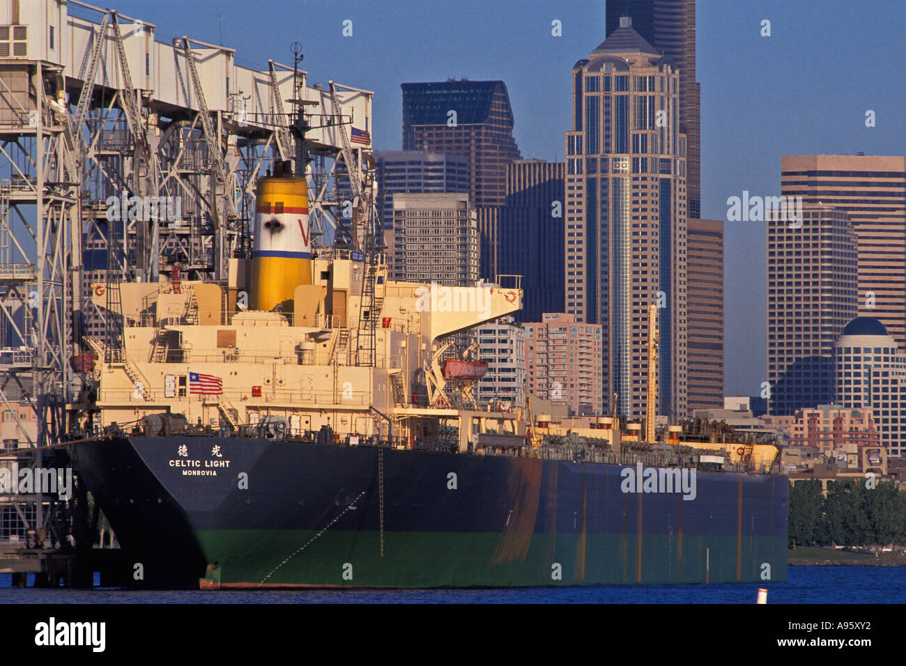 Grain Ship At Pier 86 Grain Terminal Seattle Skyline In Background ...