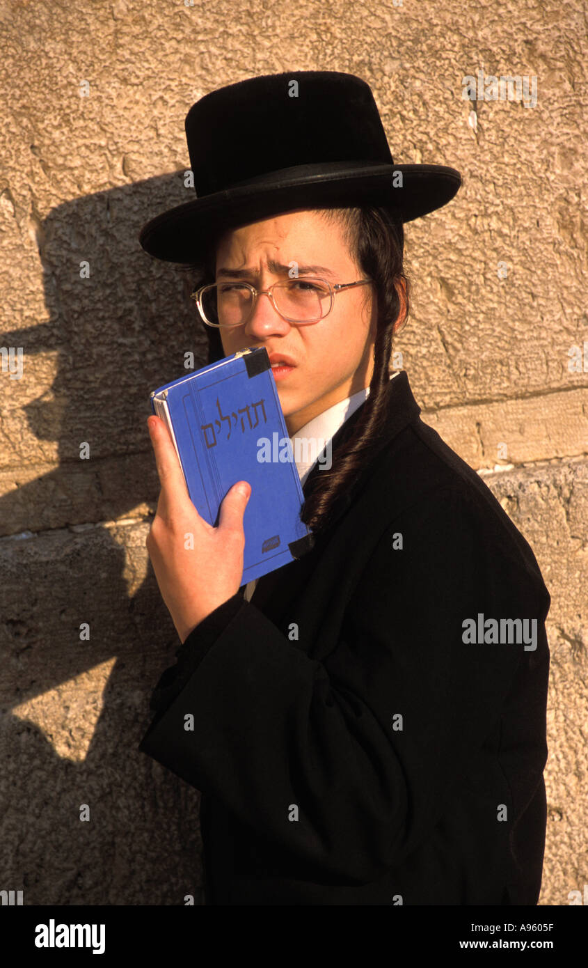Orthodox Jew at Western Wailing Wall Old City Jerusalem Israel Stock ...