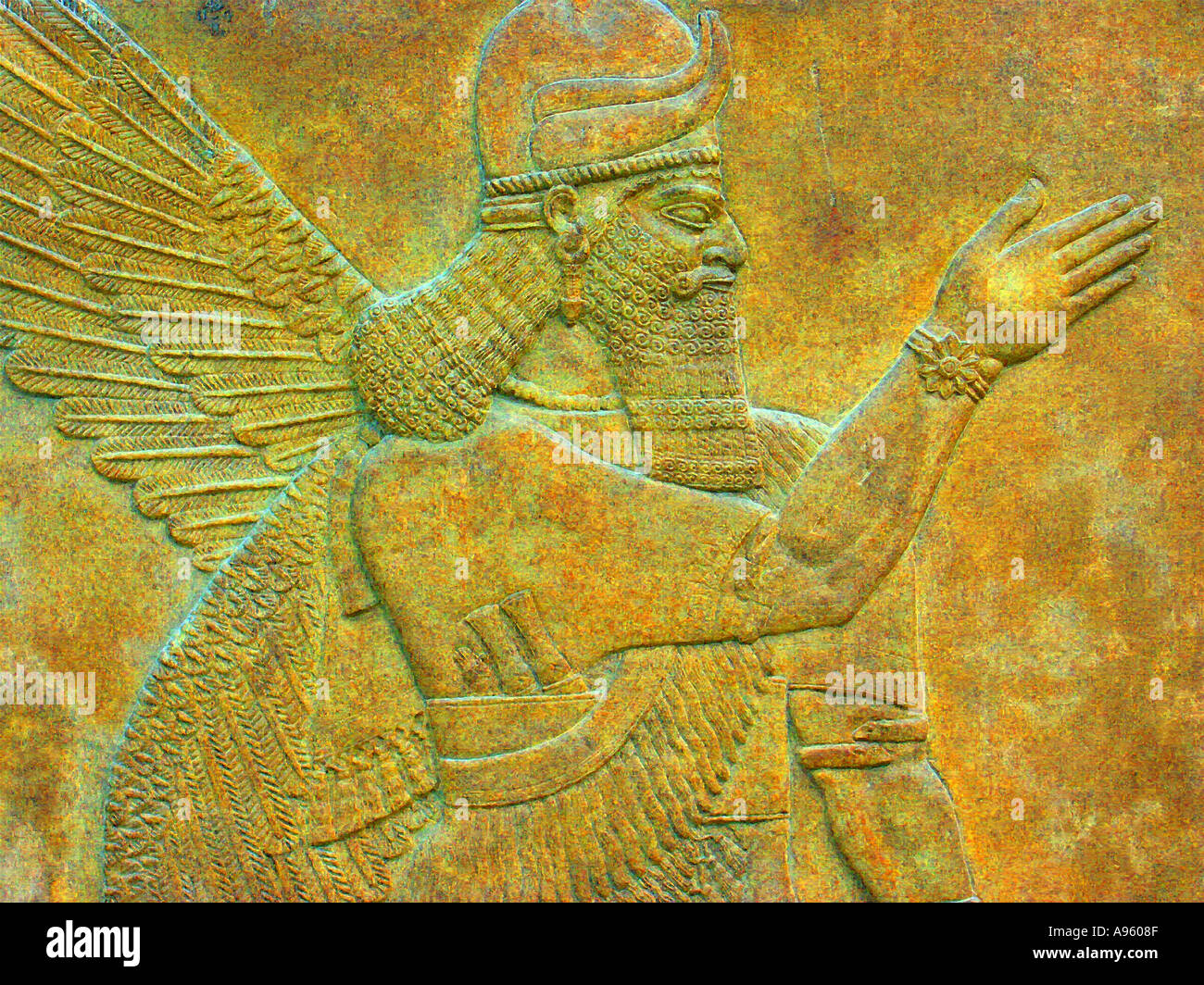 Detail from an Assyrian frieze at the British Museum London Stock Photo ...