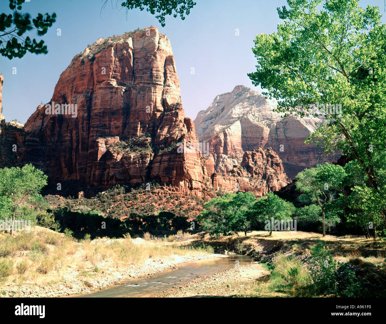 Zion National Park in Utah showing Angel Landing monolith rock ...
