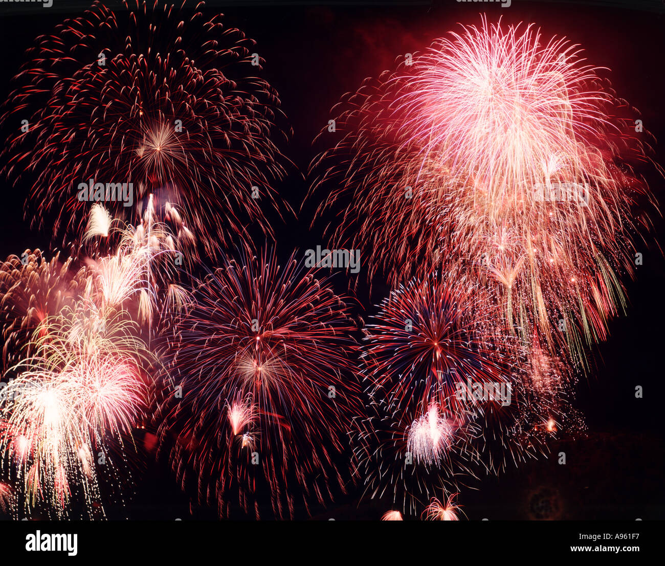 Fireworks bursting in night sky hi-res stock photography and images - Alamy